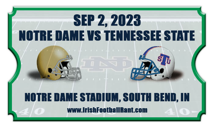 Notre Dame Fighting Irish Vs Tennessee State Tigers Football Tickets
